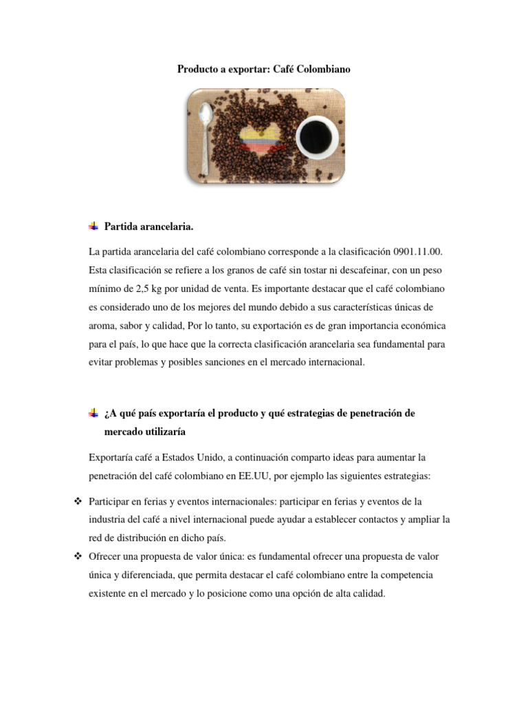 Exportación de Café Colombiano a EE.UU. | PDF | café | Los Estados Unidos