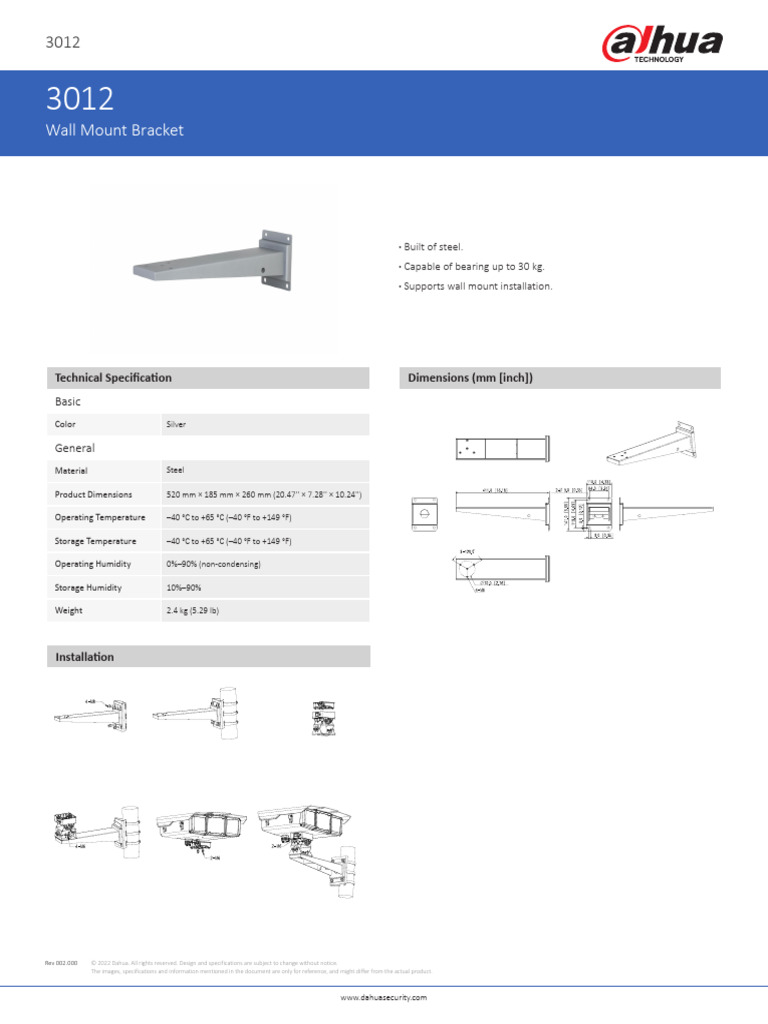 Steel Wall Mount Bracket Specs | PDF | Technology & Engineering