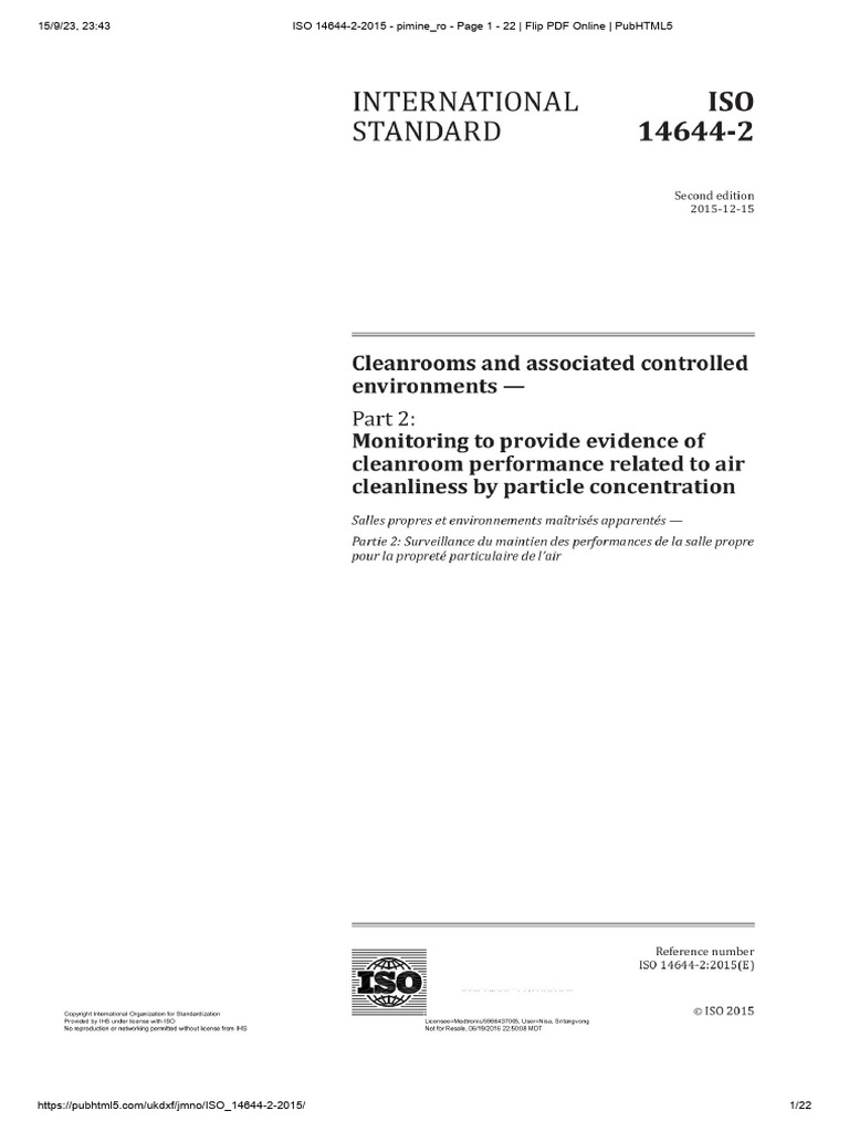 Iso 14644-2 2015 | PDF | Computer Standards | Metadata