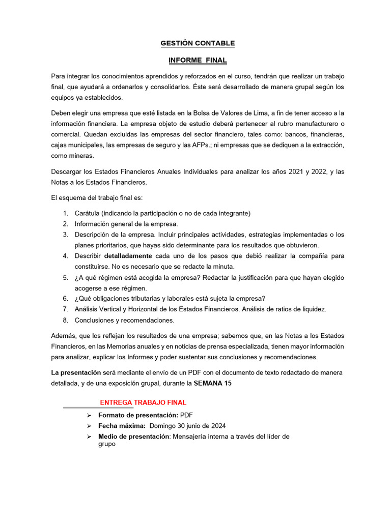 Trabajo Final Gestion Contable - 2024 | PDF | Estado financiero | Business
