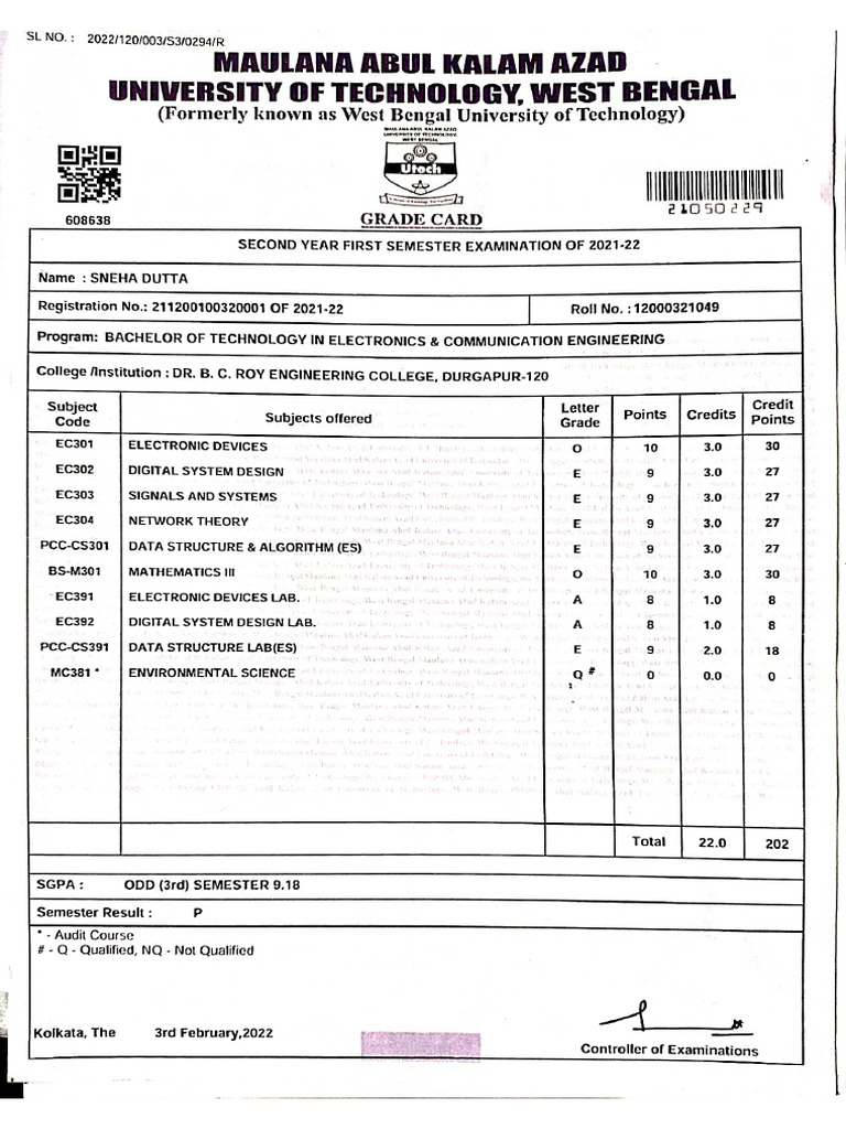 3rd Sem Result | PDF