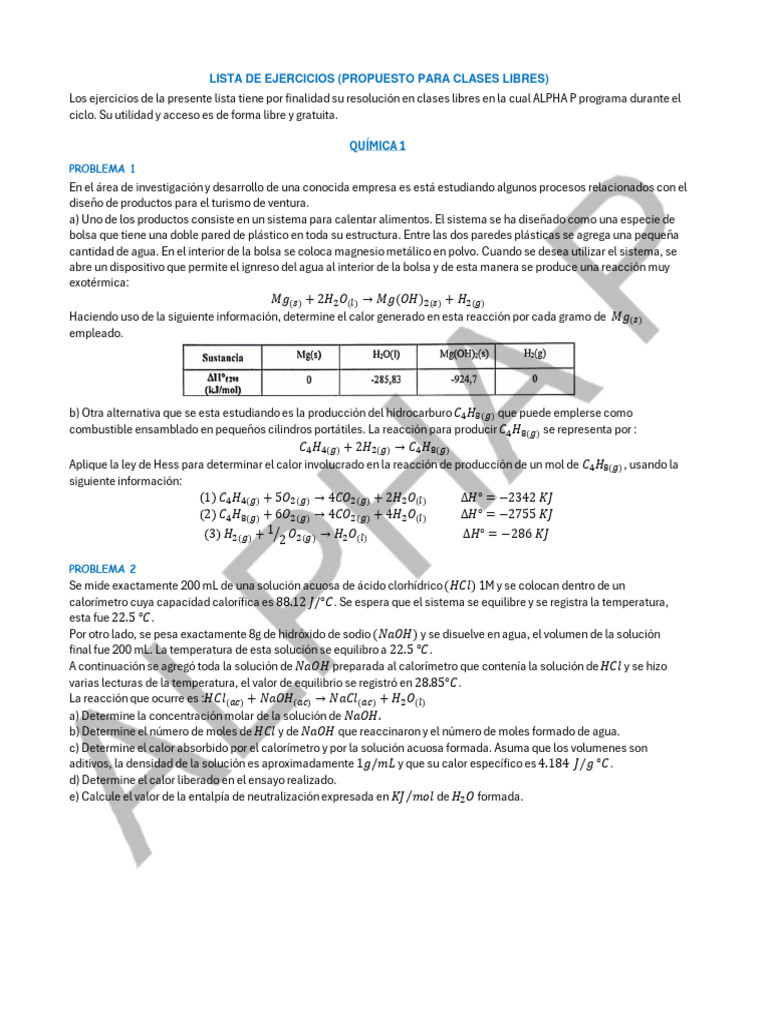 Lista de Ejercicios - EX2 | PDF | Fricción | Reacciones químicas