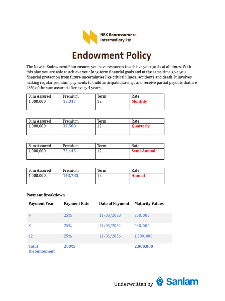 Endowment 12 Year Plan | PDF | Insurance | Financial Services