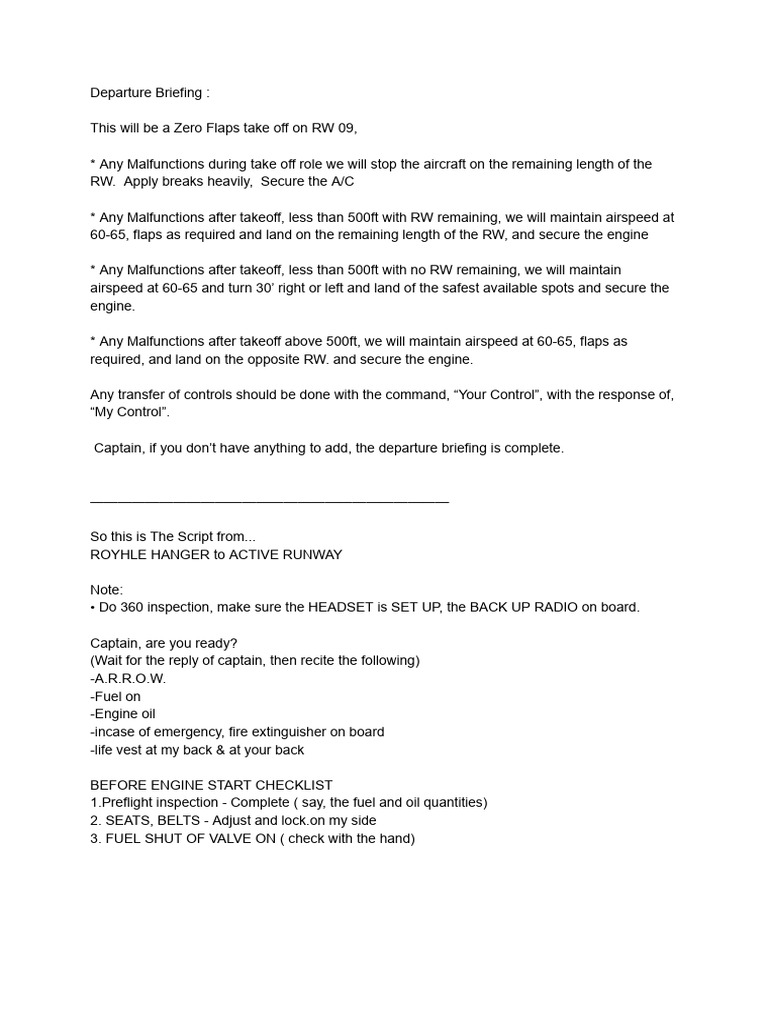 Departure Briefing | PDF | Aileron | Aviation