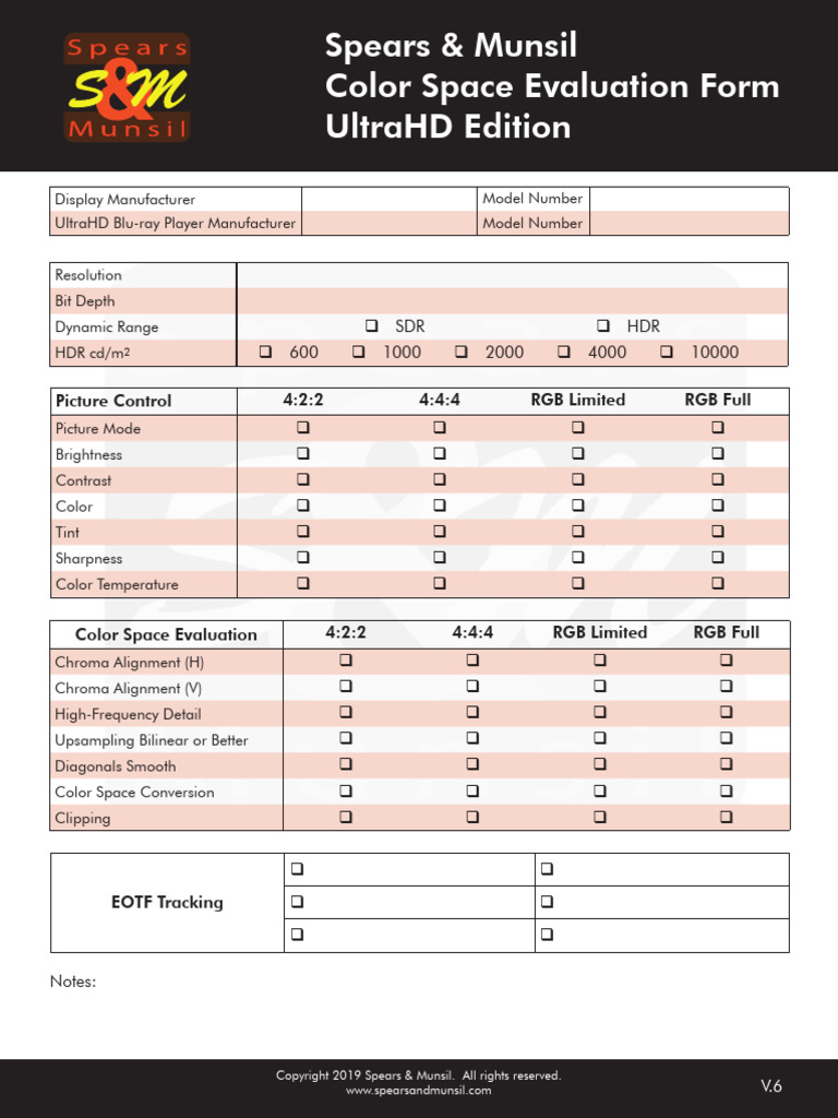 UltraHD Color Space Evaluation Form | PDF | Imaging | Display Technology