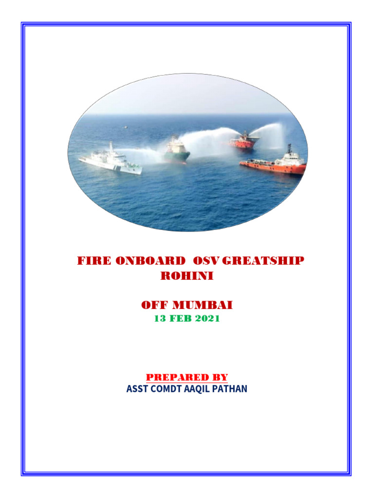 Case Study Osv Greatship Rohini PDF | PDF | Firefighting | Ships