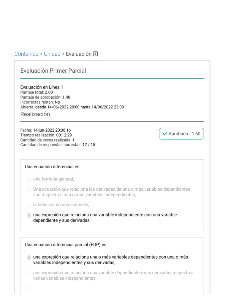 Pruebas Edo Primer Parcial | PDF | Ecuaciones diferenciales | Ecuaciones