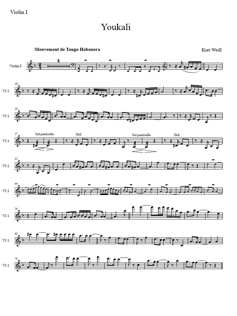 Youkali - Violin I | PDF