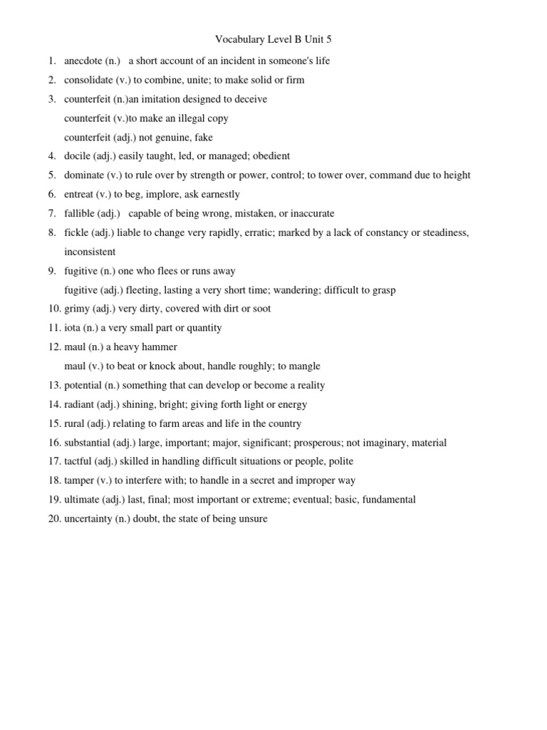 Vocabulary Workshop Level B Unit 5 | PDF | Law | History