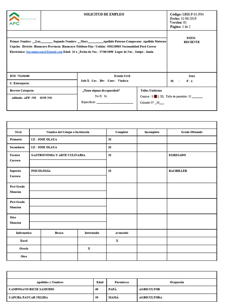 Apc Documentos Ingreso 2024 | PDF | Documento de identidad | Obesidad