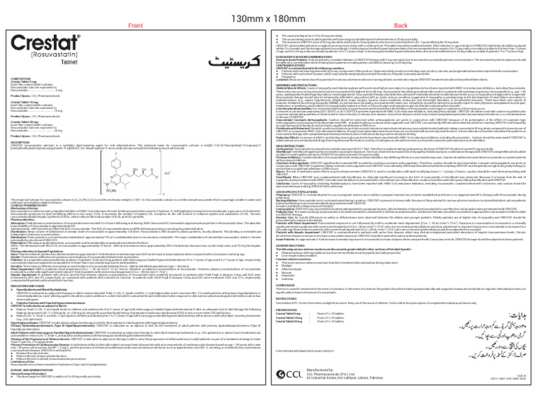 Leaflet Crestat Tablet Range | PDF | Low Density Lipoprotein | Statin