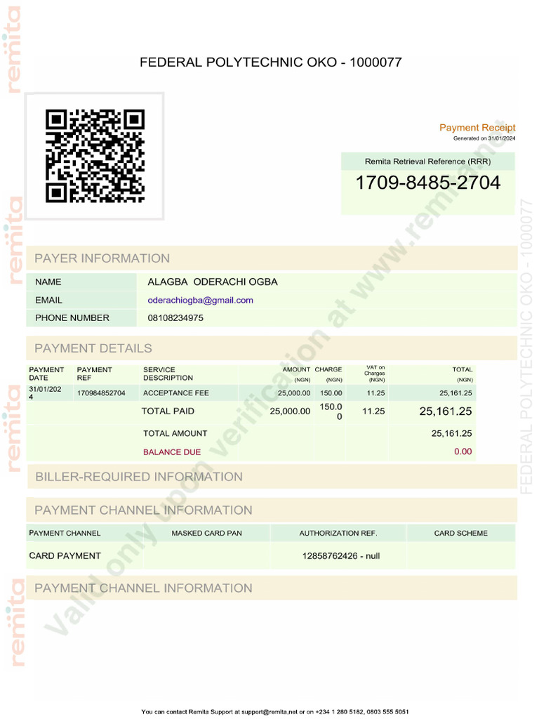 Alagba Oderachi Acceptance Remittia | PDF