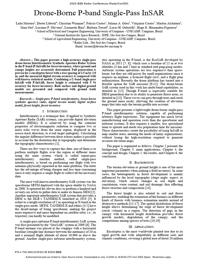 Drone-Borne P-Band Single-Pass InSAR | PDF | Wireless | Electronics