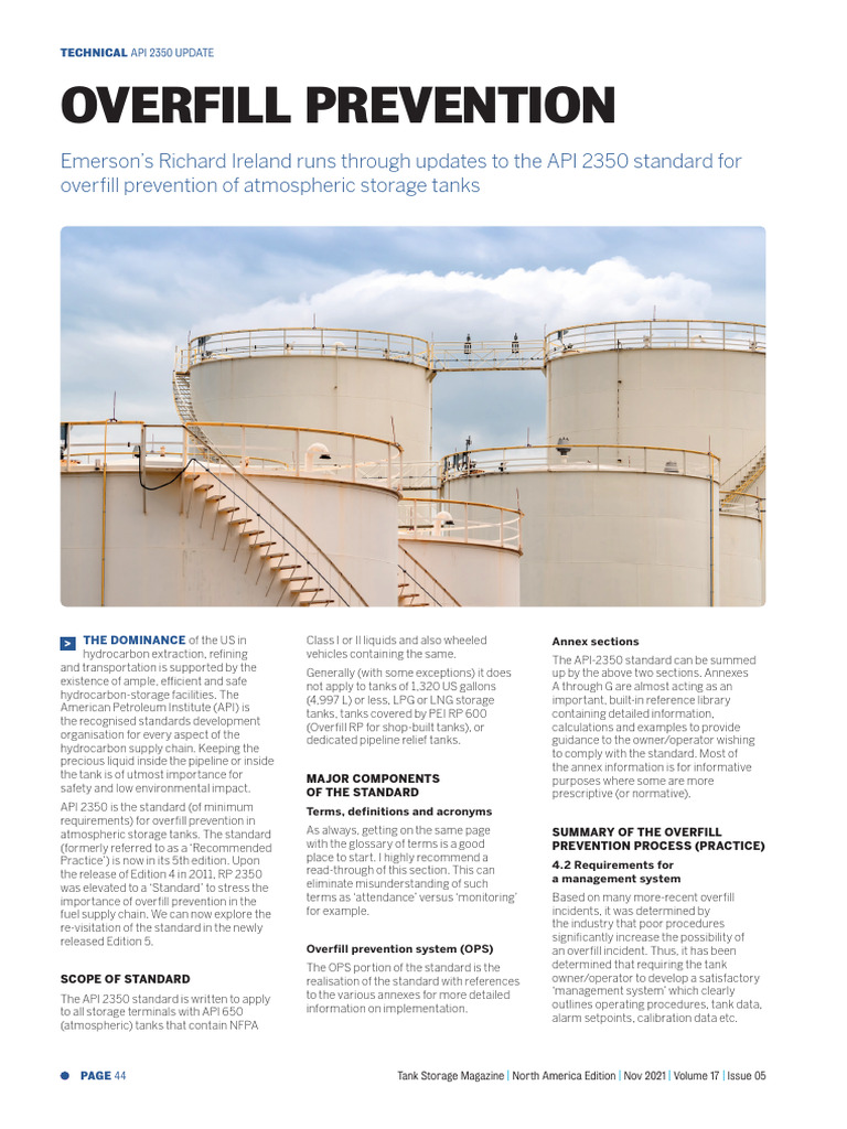 API 2350 Overfill Prevention Guide | PDF | Risk | Risk Assessment