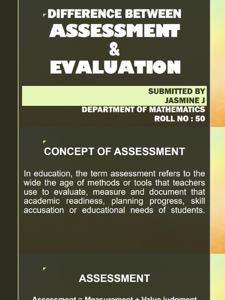 Difference Between Assessment and Evaluation | PDF