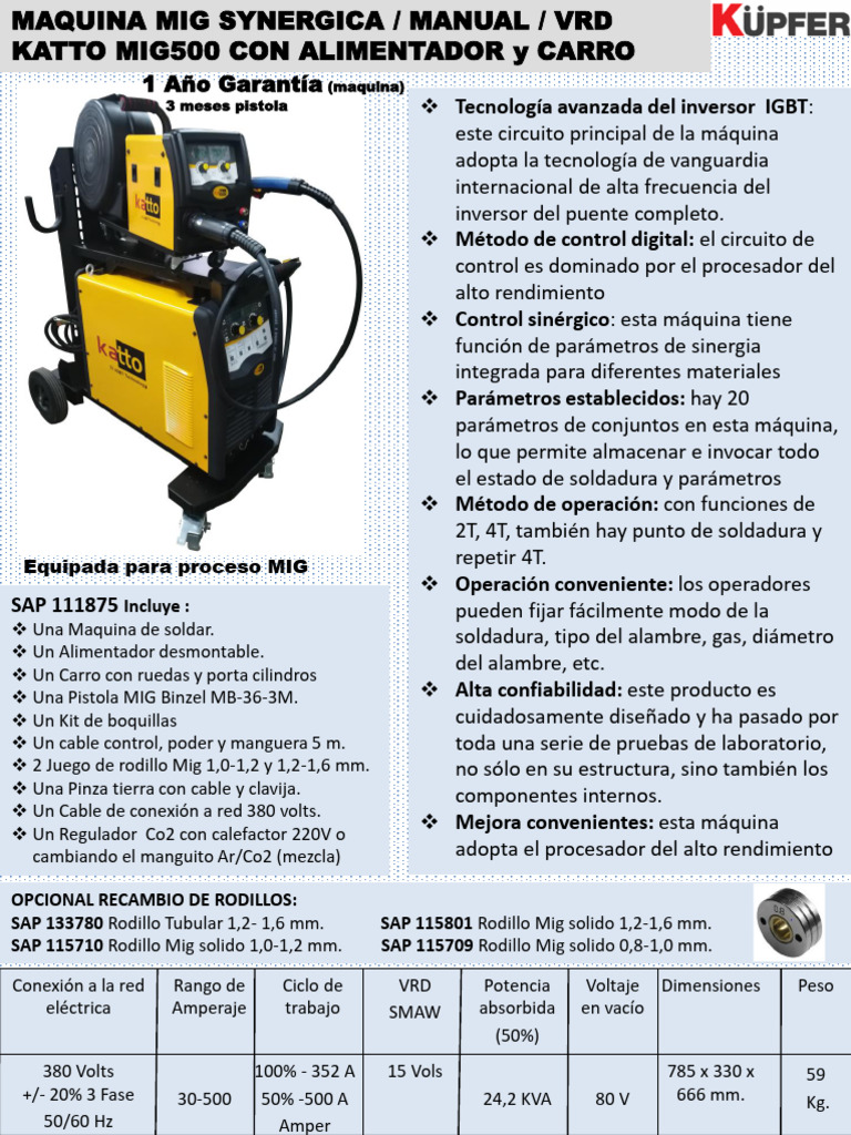 Katto Mig 500 (N398) 380V | PDF | Soldadura | Construcción