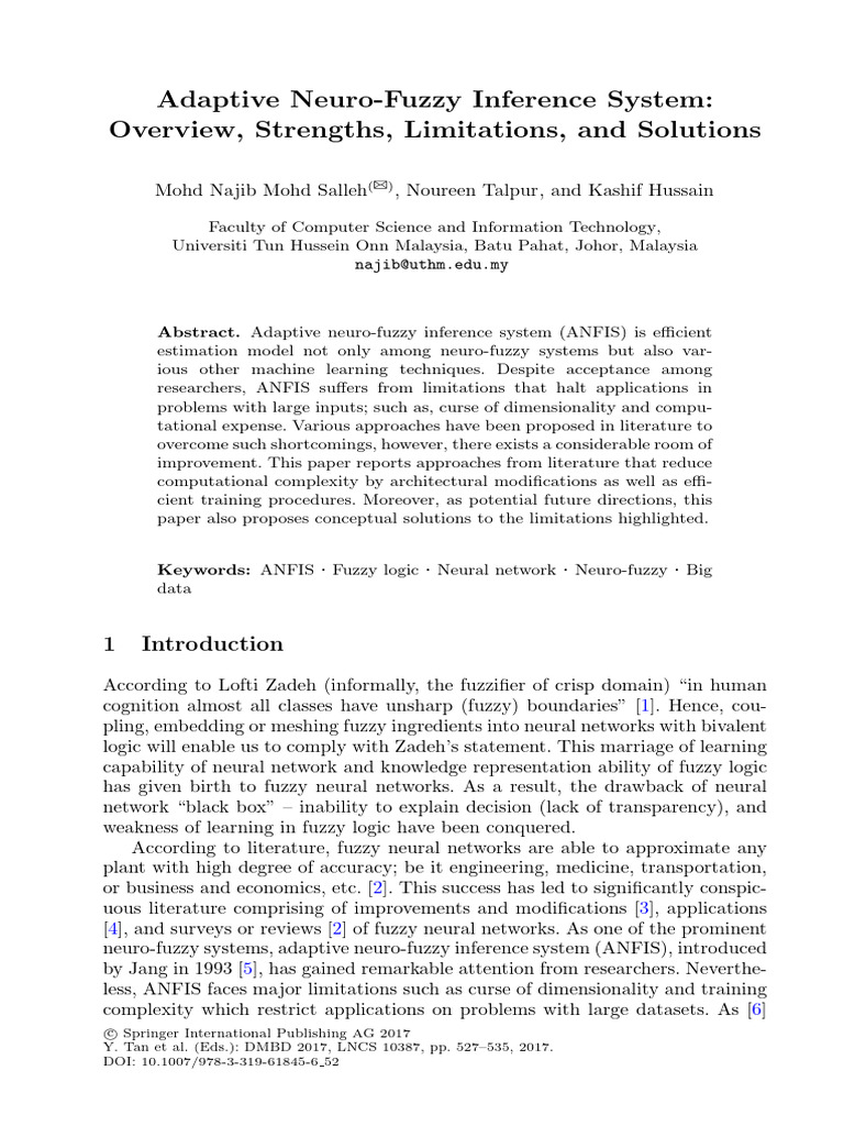 Adaptive Neuro Fuzzy Inference System Ov Pdf Applied Mathematics