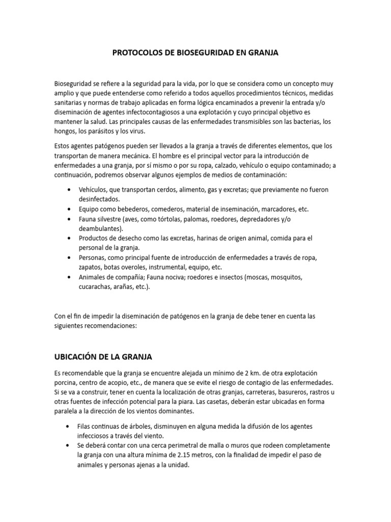 Protocolos de Bioseguridad en Granja | PDF | Residuos | Alimentos
