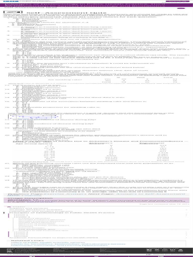 CDC Principles of Epidemiology Lesson 3 - Quiz 4 | PDF | Incidence (Epidemiology) | Epidemiology