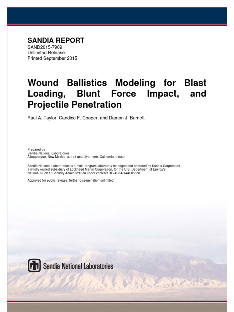 Wound Ballistics Modeling For Blast Loading, Loading, Blunt Force ...