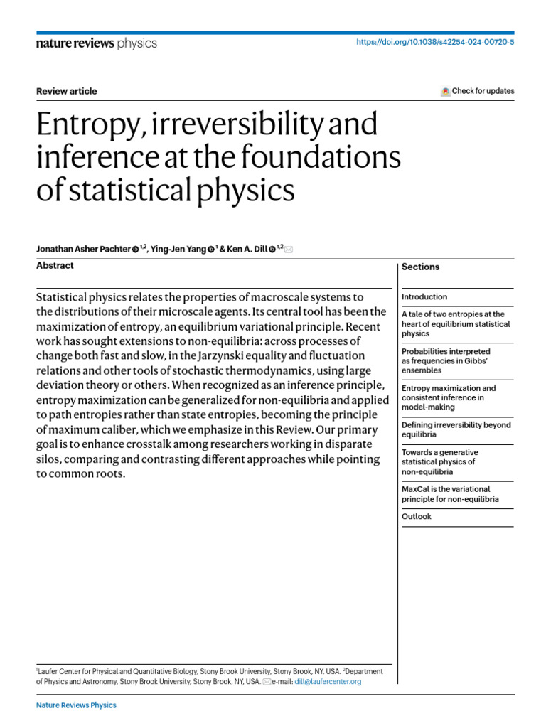 Entropy, Irreversibility and Inference at The Foundations of ...