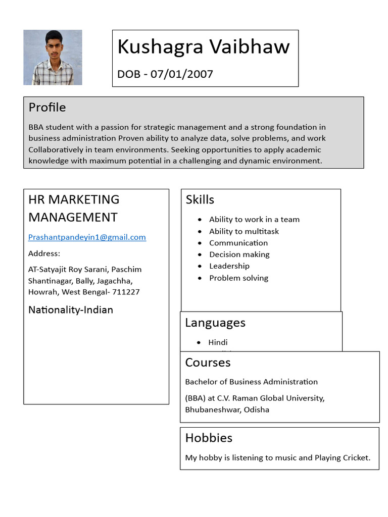 Kushagra Vaibhaw: Profile | PDF