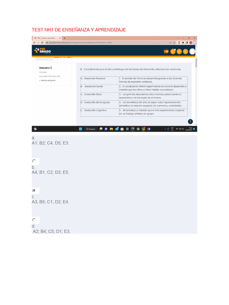 Test NH1 de Enseñanza y Aprendizaje | PDF