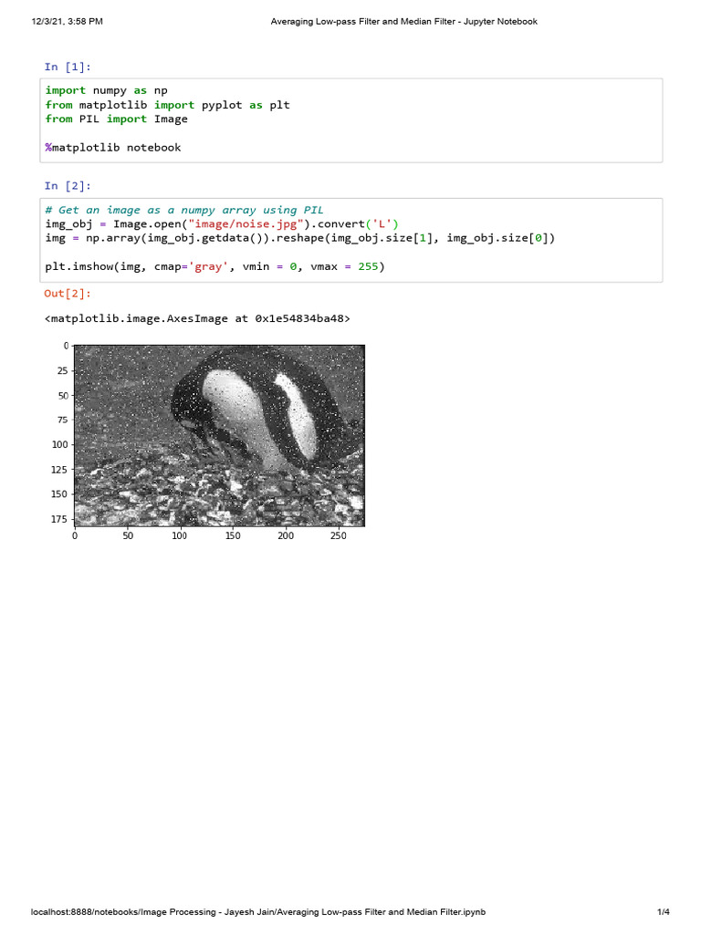 Averaging Low-Pass Filter and Median Filter - Jupyter Notebook | PDF | Image Processing ...