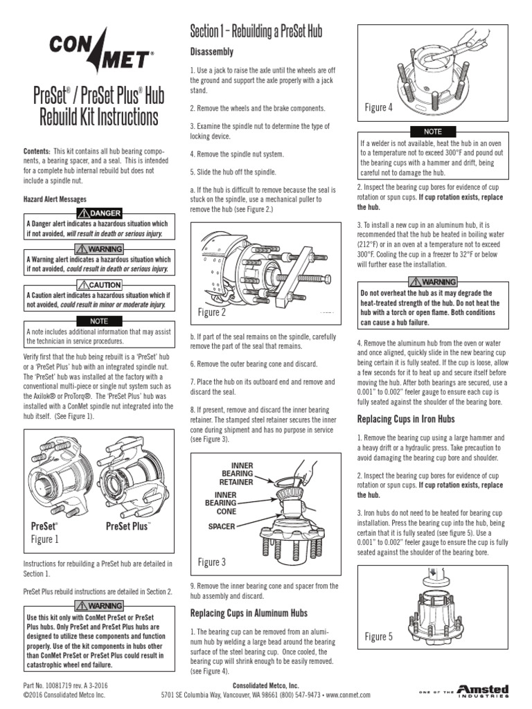 PreSet Hub Rebuild Instructions | PDF | Bearing (Mechanical) | Axle
