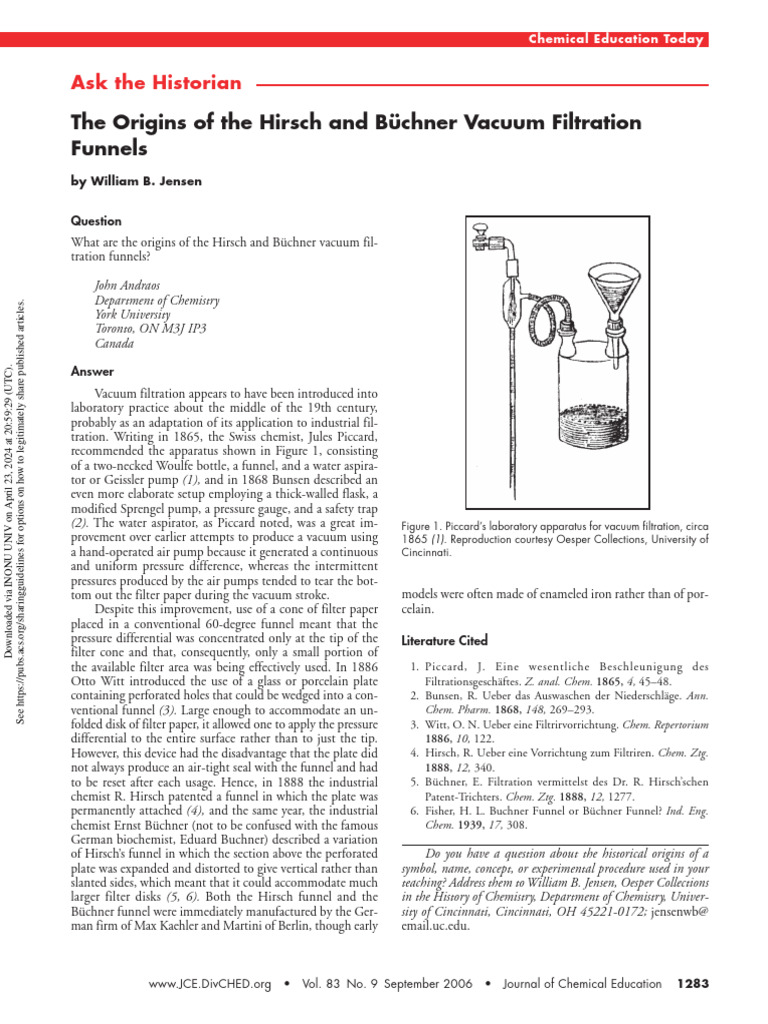 Jensen 2006 The Origins of The Hirsch and Büchner Vacuum Filtration ...