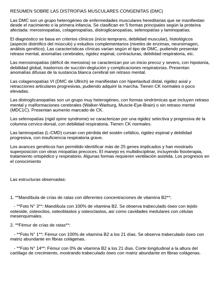 Distrofias Musculares Congénitas: Tipos y Diagnóstico | PDF | Hueso ...