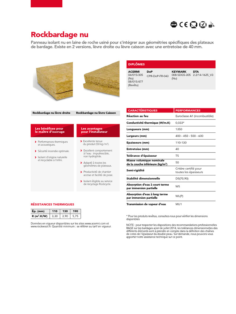 Rockwool FP Rockbardage Nu | PDF | Matériaux