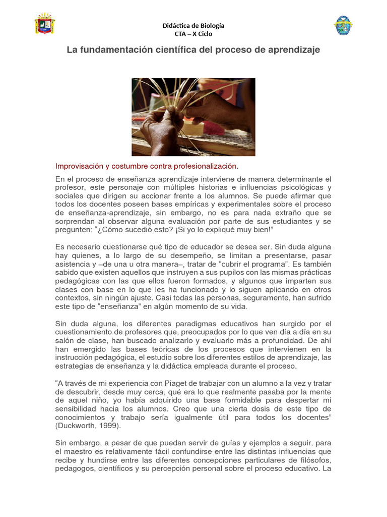 La Fundamentación Científica Del Proceso de Aprendizaje | PDF ...