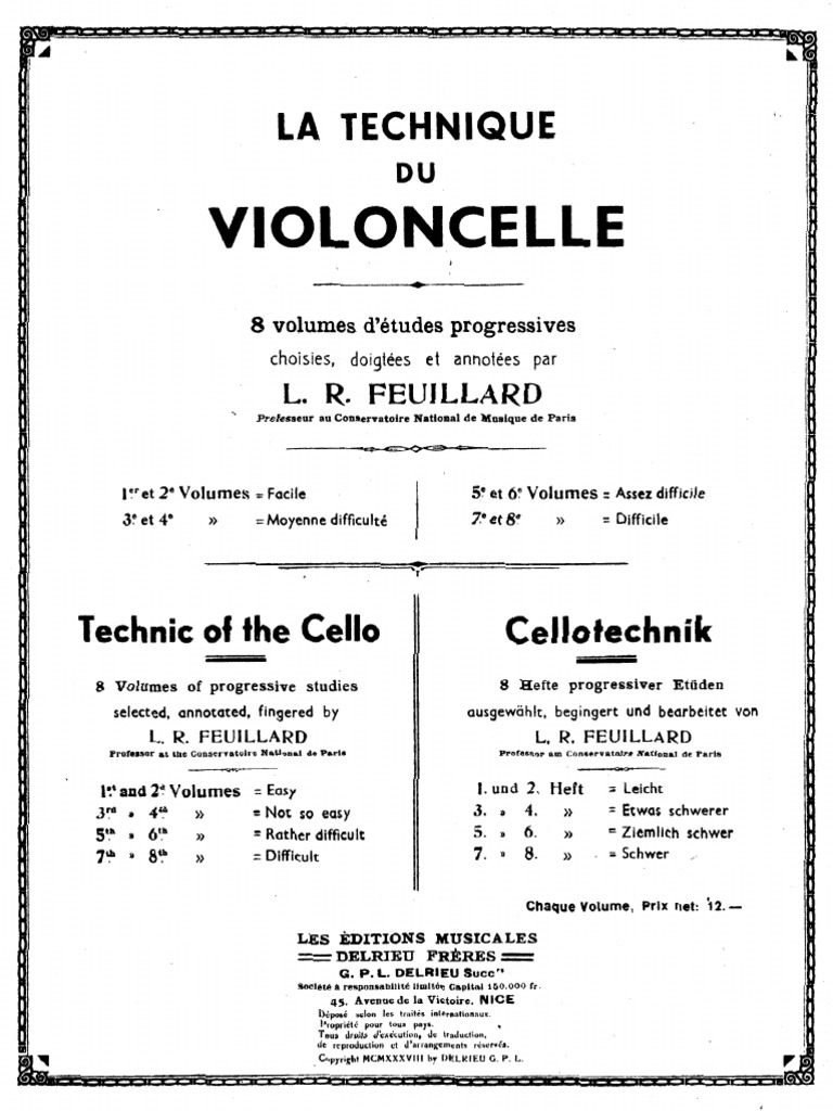 Feuillard Louis Technique Violoncelle Volume 947 181644 | PDF