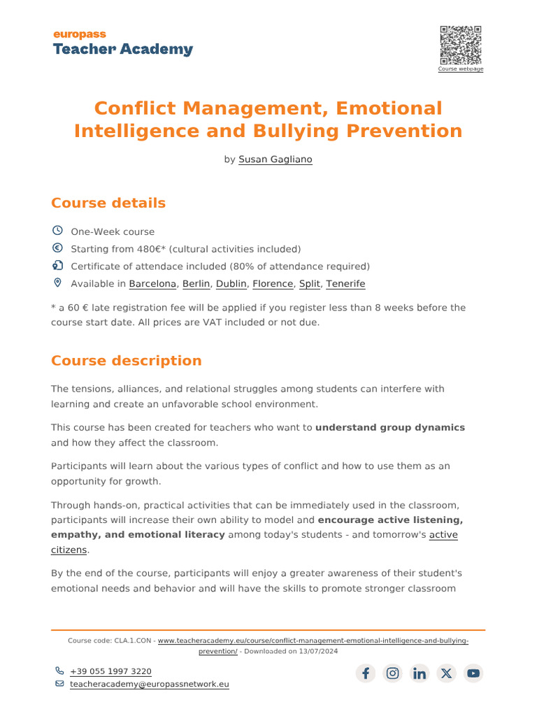 Course Conflict Management Emotional Intelligence and Bullying ...
