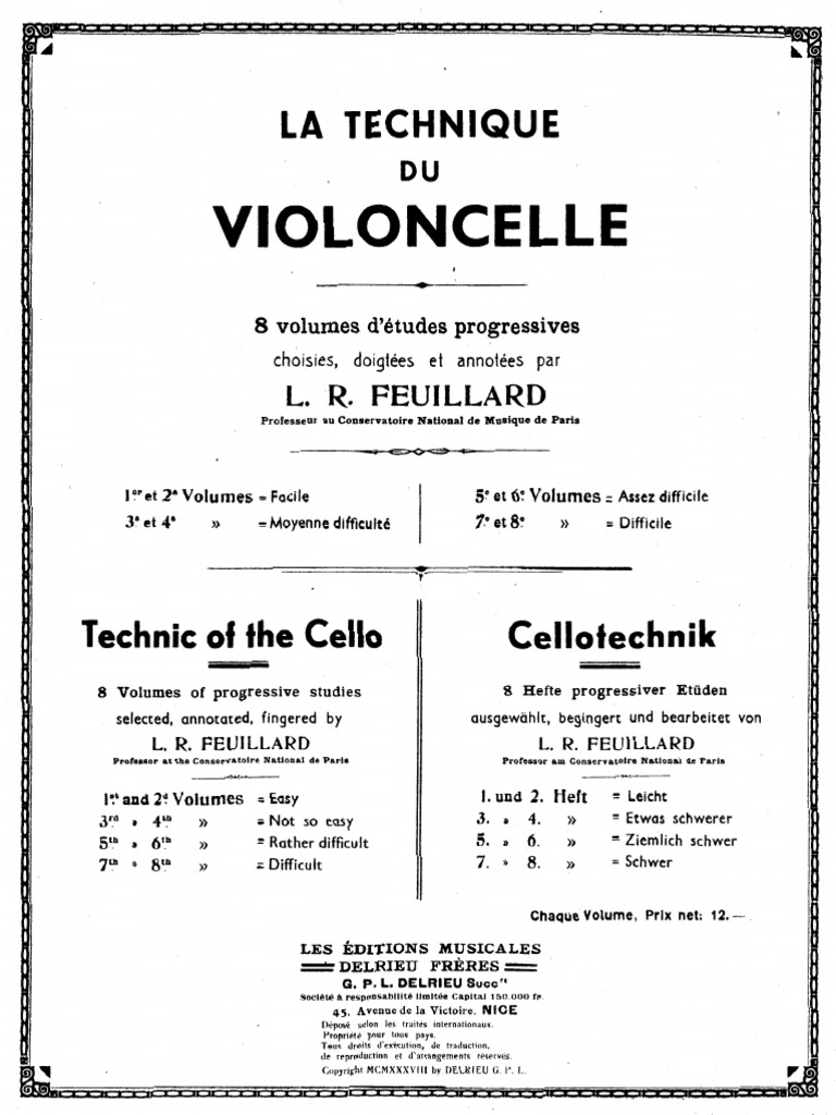 Feuillard Louis Technique Violoncelle Volume 7426 181644 | PDF