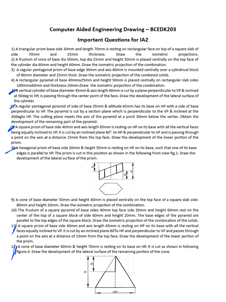Computer Aided Engineering Drawing - Important Questiuons For IA2 | PDF | Polytopes | Euclidean ...