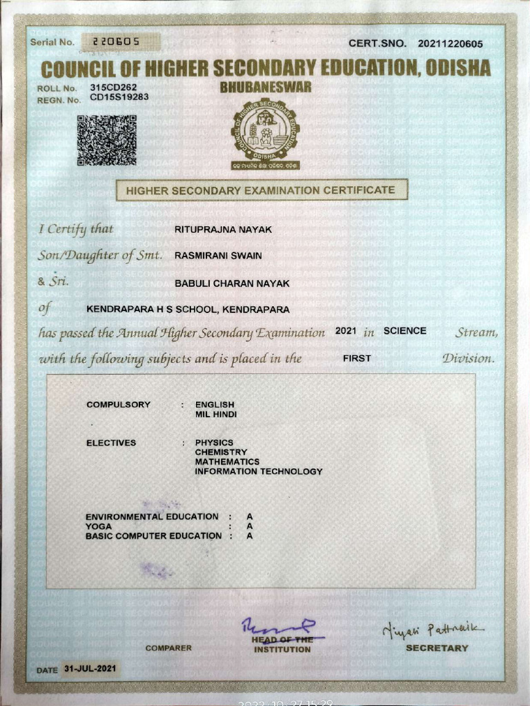 +2 Certificate | PDF