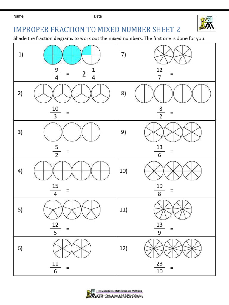 Improper Fraction To Mixed Number 2 | PDF | Mathematical Objects | Algebra