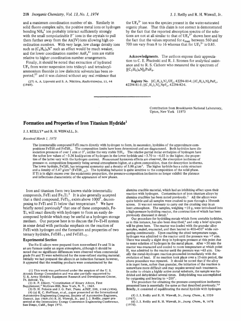 Iron Titanium Hydride Formation Study | PDF | Coordination Complex ...