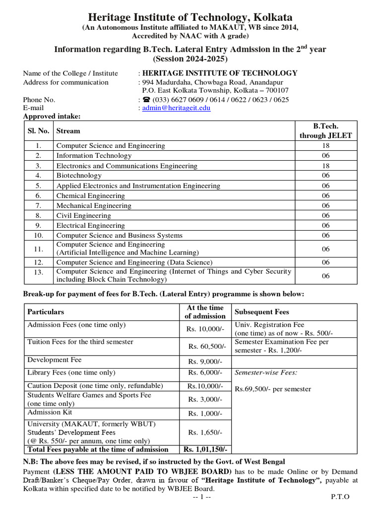 B.Tech Lateral Entry Admission 2024-25 | PDF | Engineering | Banks