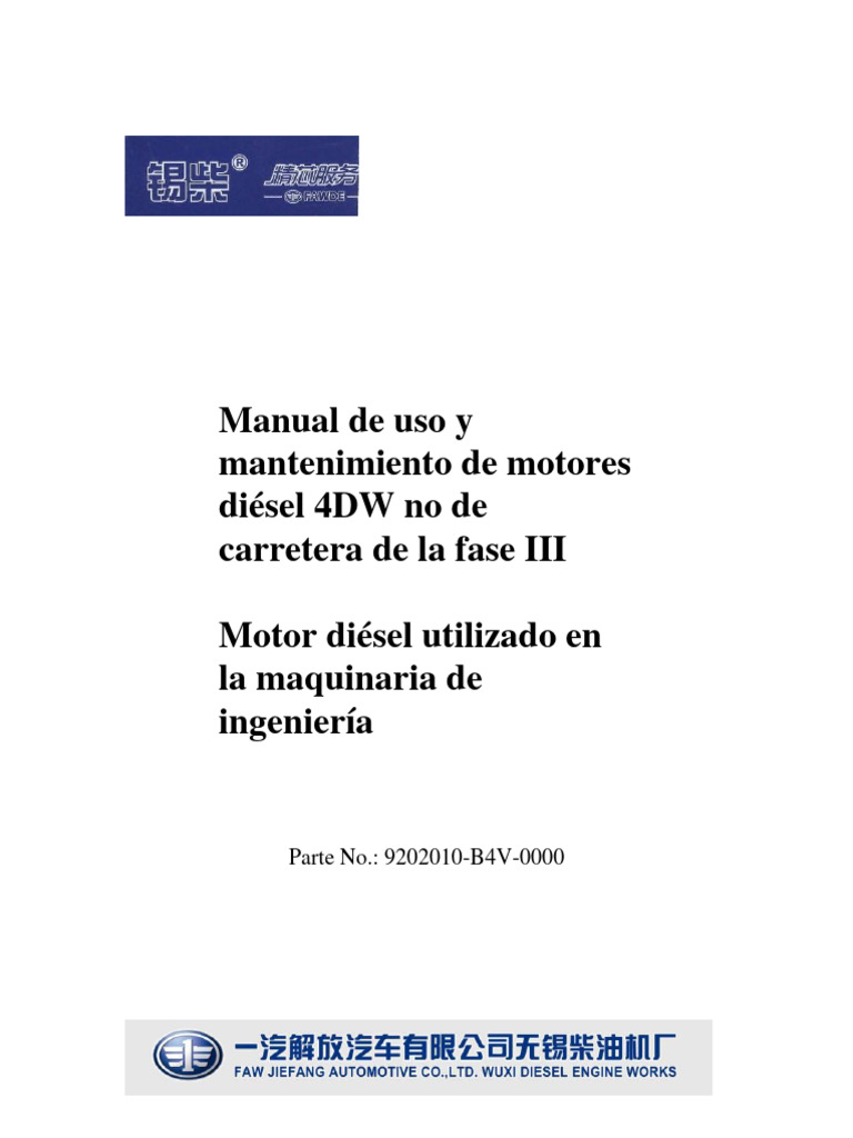 4DW Engine Manual Español | PDF | Motor diesel | Refrigerante