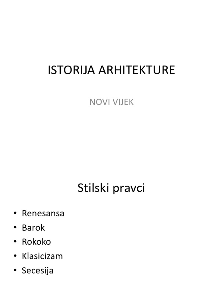 II Istorija Arhitekture - NOVI VIJEK - 1 | PDF