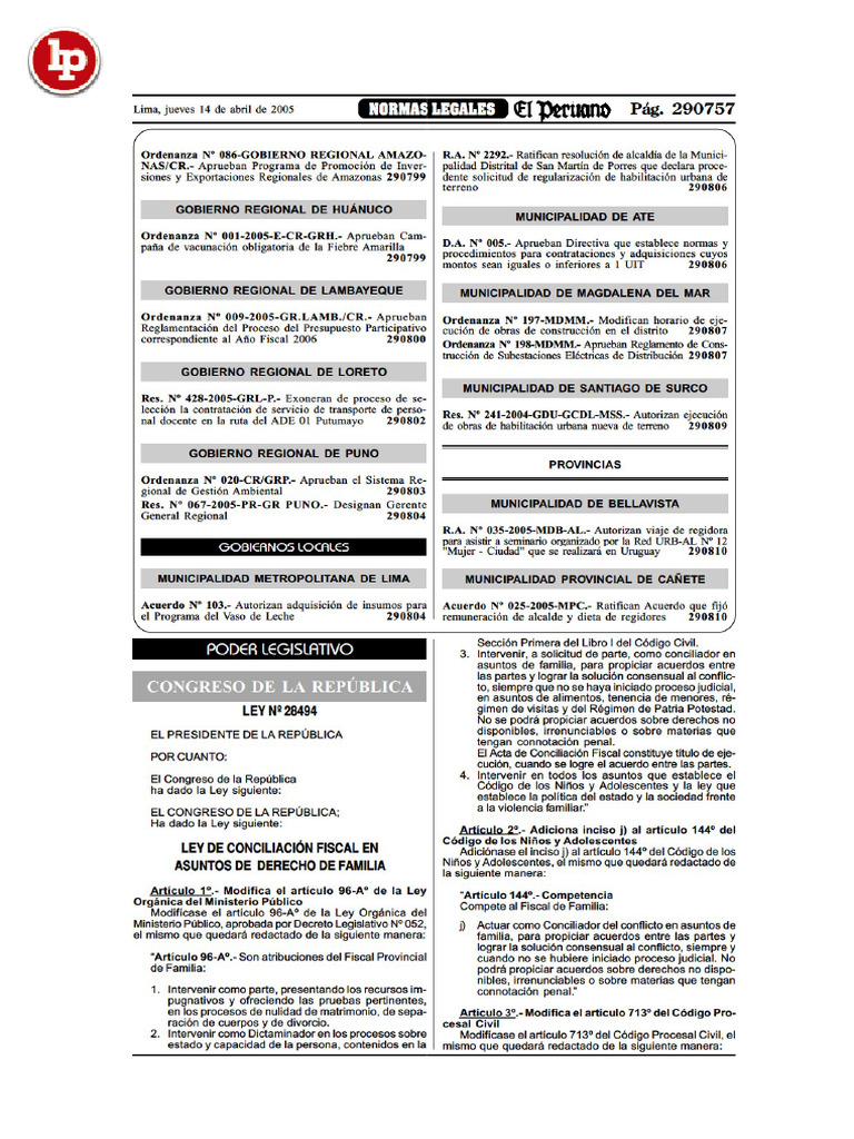 Ley 28494 LPDerecho | PDF