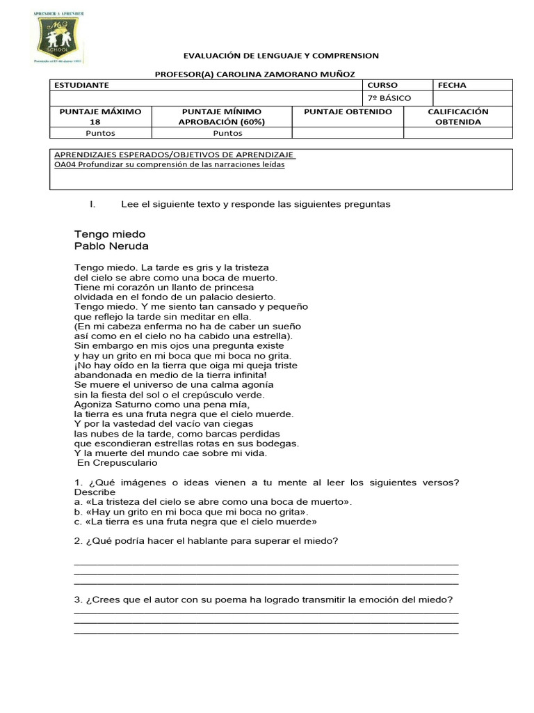 Comprension Lectora 7 Básico Junio 26 | PDF