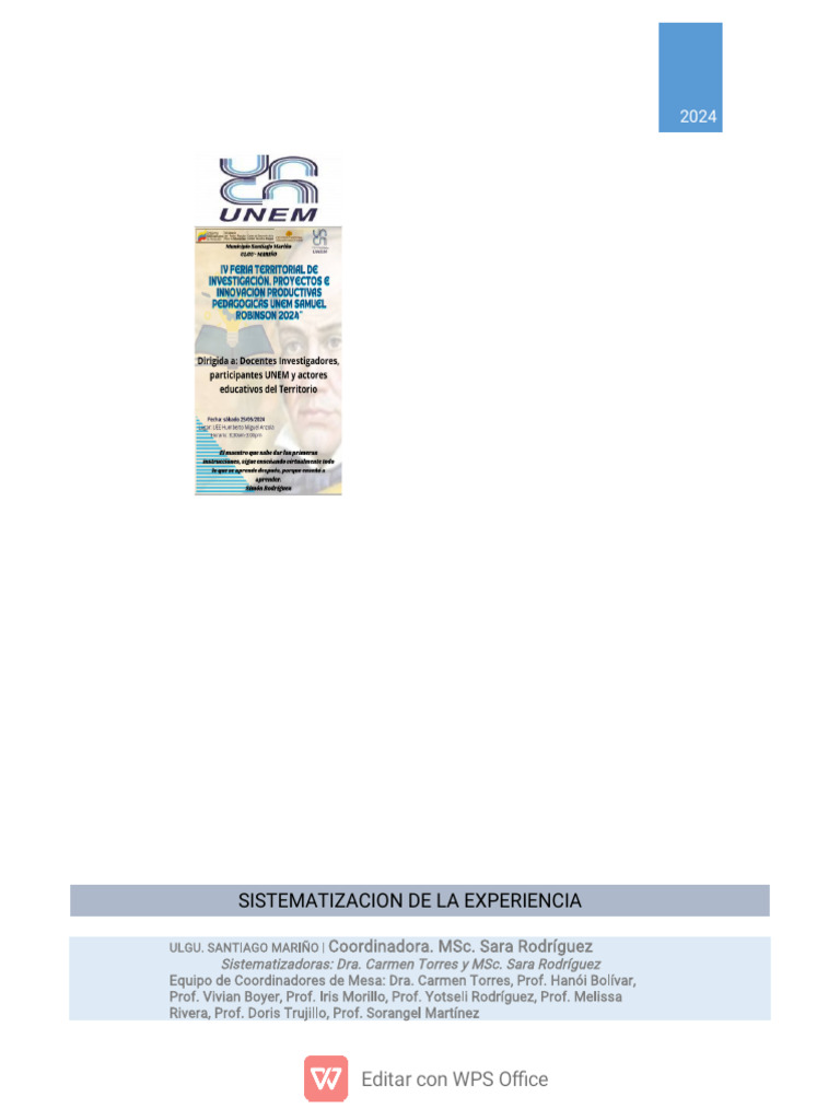 Art Cientifico IV Feria Unem 2024 | PDF | Enseñando | Educación de la primera infancia