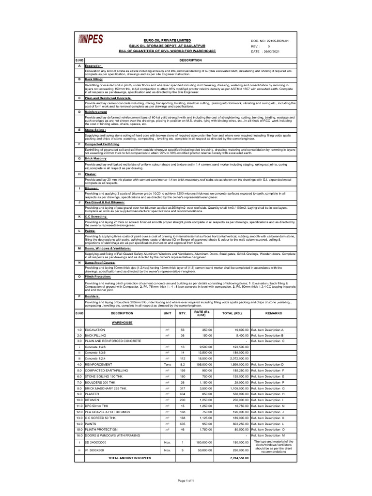 Warehouse BCW-01 | PDF | Concrete | Plaster