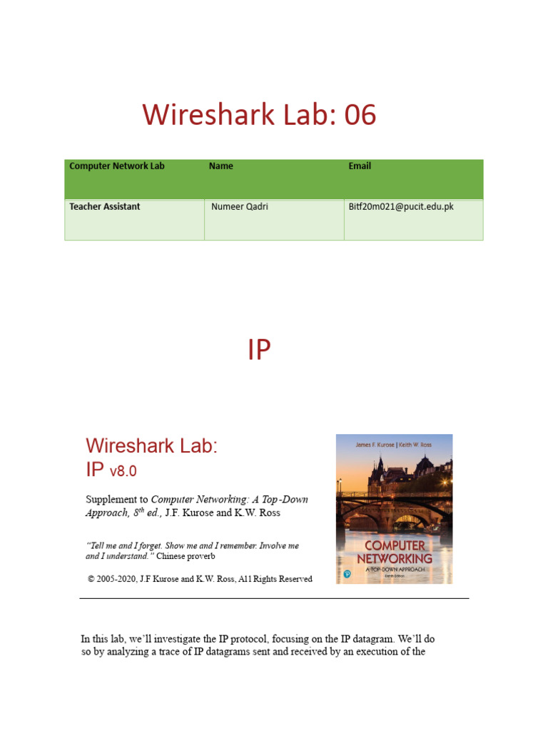 Wireshark Lab 06 | PDF | Internet Protocols | Internet