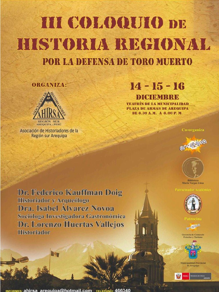 Programa III Coloquio de Historia Regional Arequipa 2011 Del 14 Al 16 Diciembre | Descargar ...