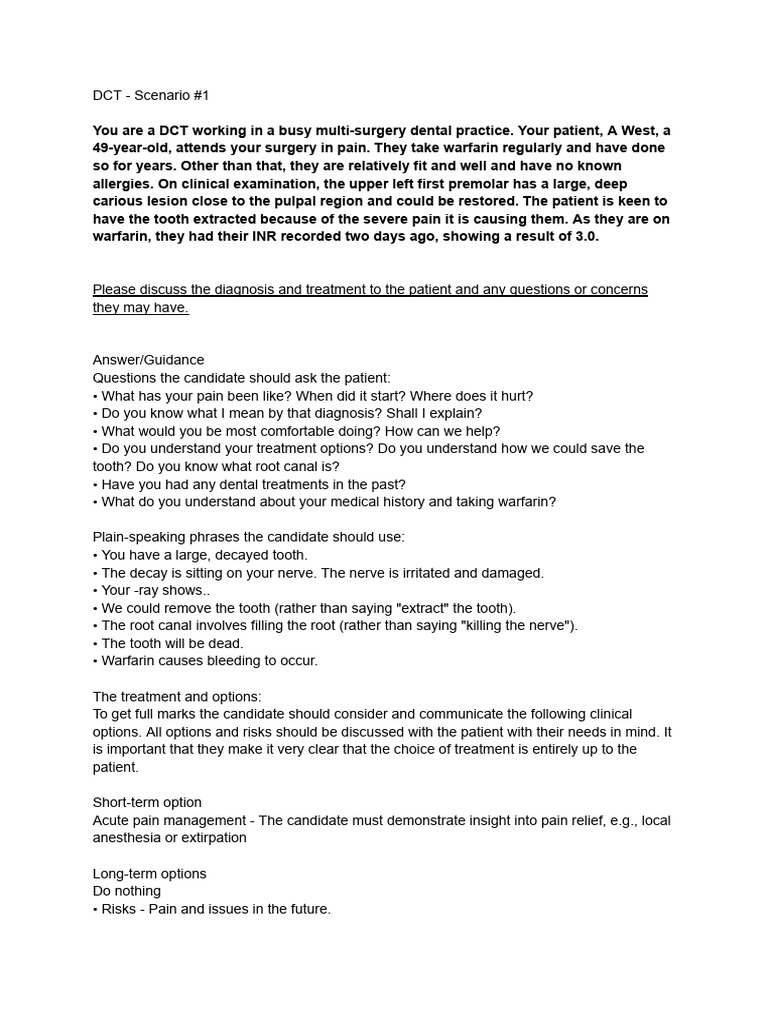 Scenarios PDF | PDF | Diseases And Disorders | Tooth